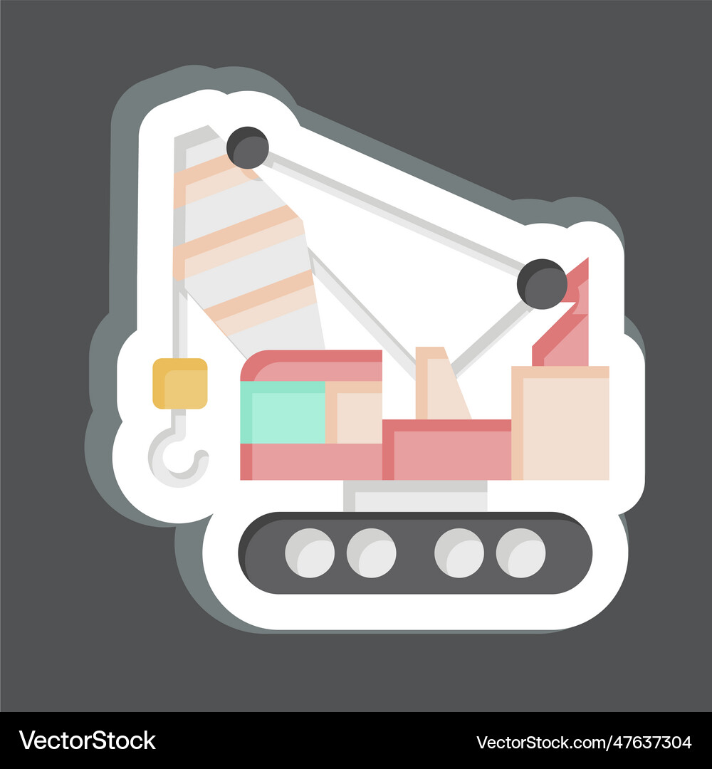 Sticker construction vehicles crane related Vector Image