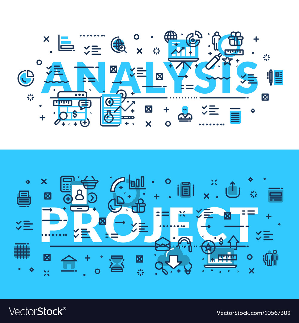Analysis and Projects Modern style words heading Vector Image