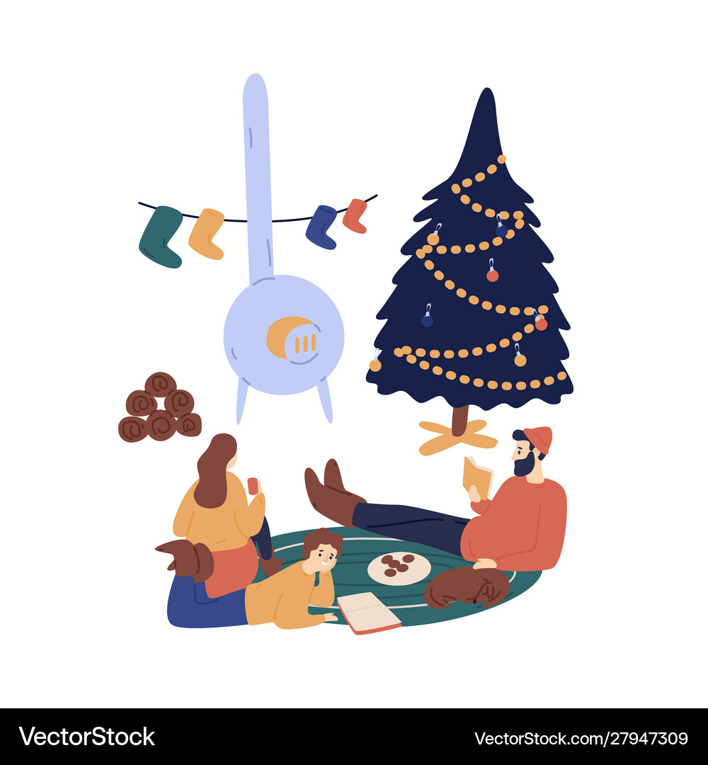 Christmas eve at home father Royalty Free Vector Image