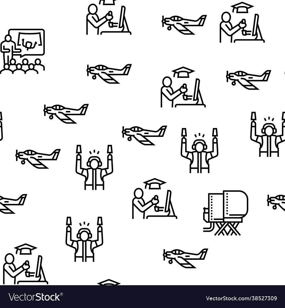 Flight school educate seamless pattern Royalty Free Vector