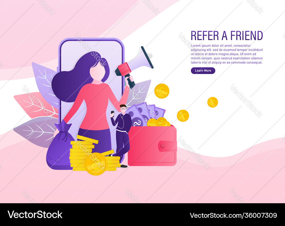 Refer a friend concept design people share info Vector Image