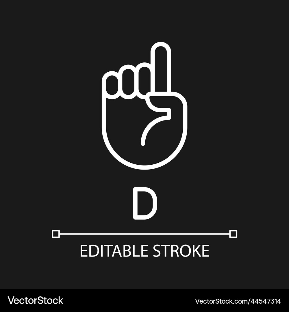 ASL Sign for Letter D - White Icon Royalty Free Vector Image