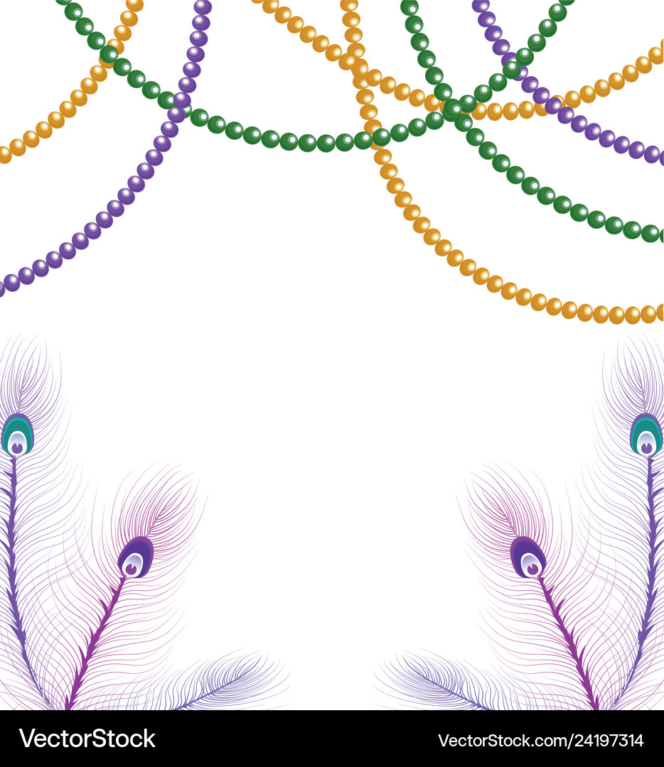 Beads mardi gras frame Royalty Free Vector Image