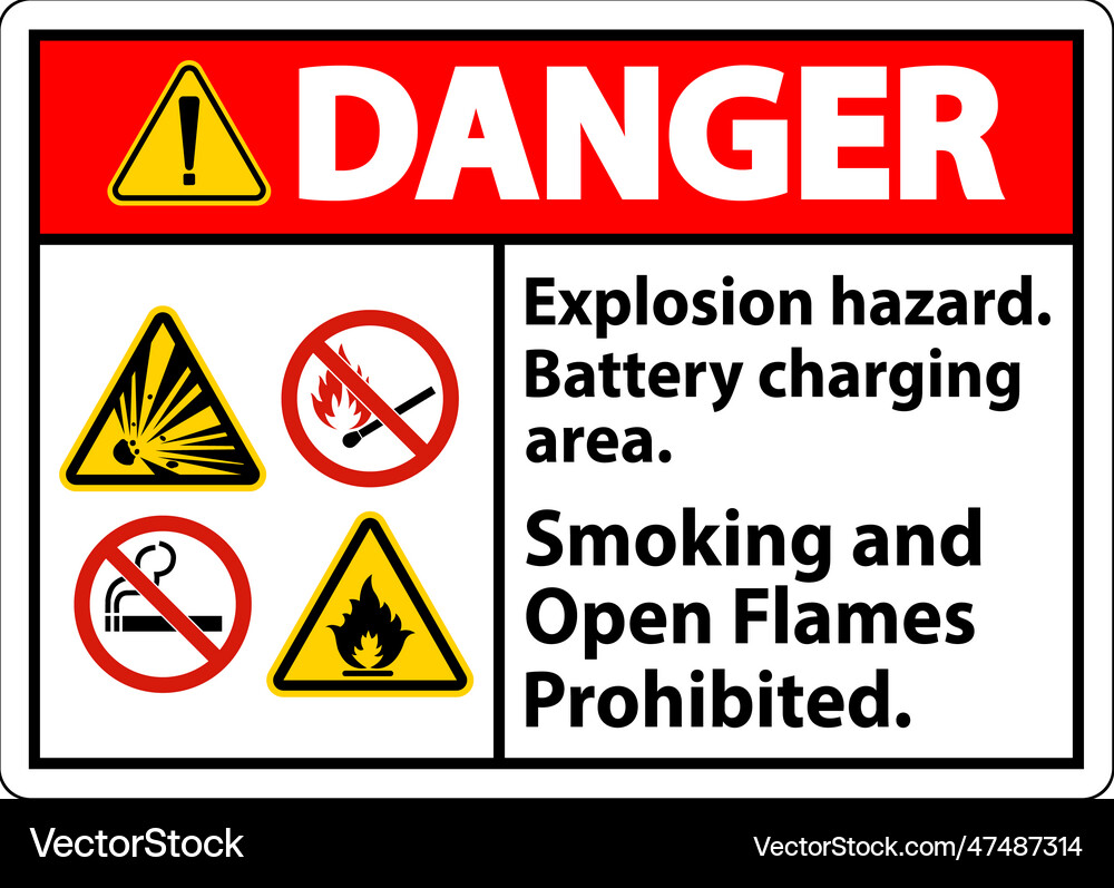 Danger sign explosion hazard battery charging Vector Image