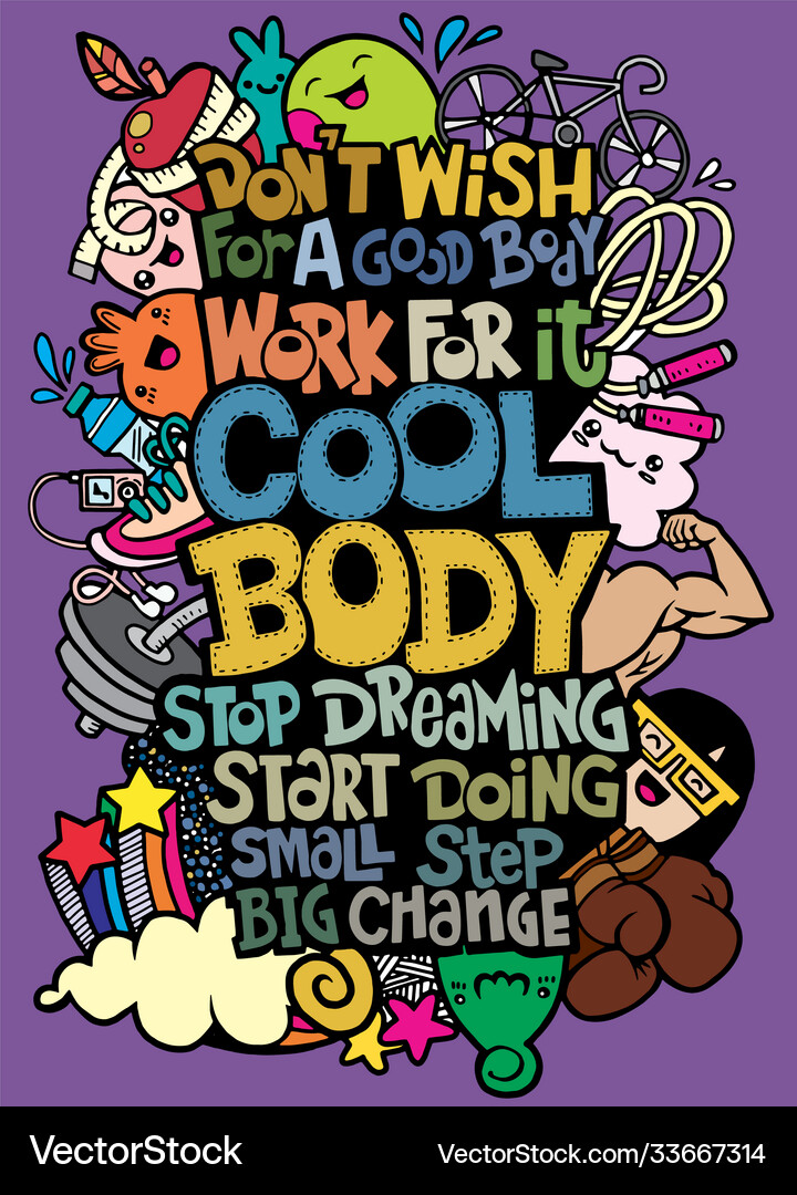 Healthy lifestyle concept hand drawn doodle Vector Image