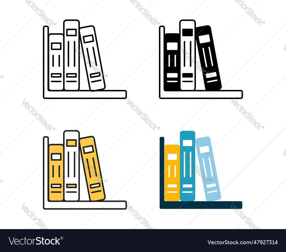 Library icon element design in 4 style line glyph Vector Image