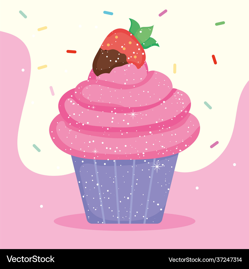 Strawberry cupcake Royalty Free Vector Image - VectorStock