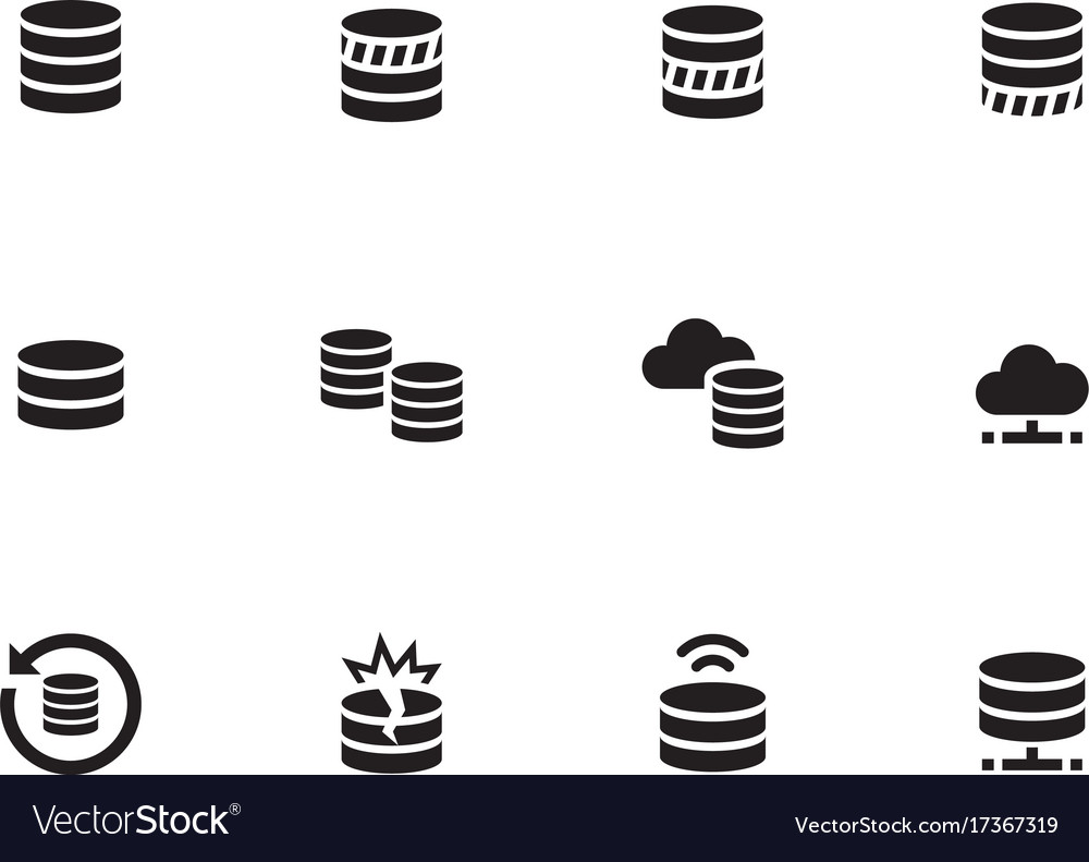 Database icons on white background Royalty Free Vector Image