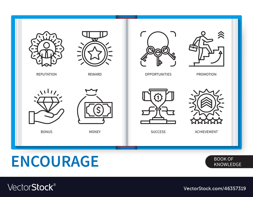 Encourage infographics linear elements set Vector Image