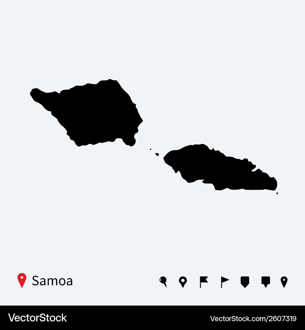 High detailed map of samoa with navigation pins Vector Image