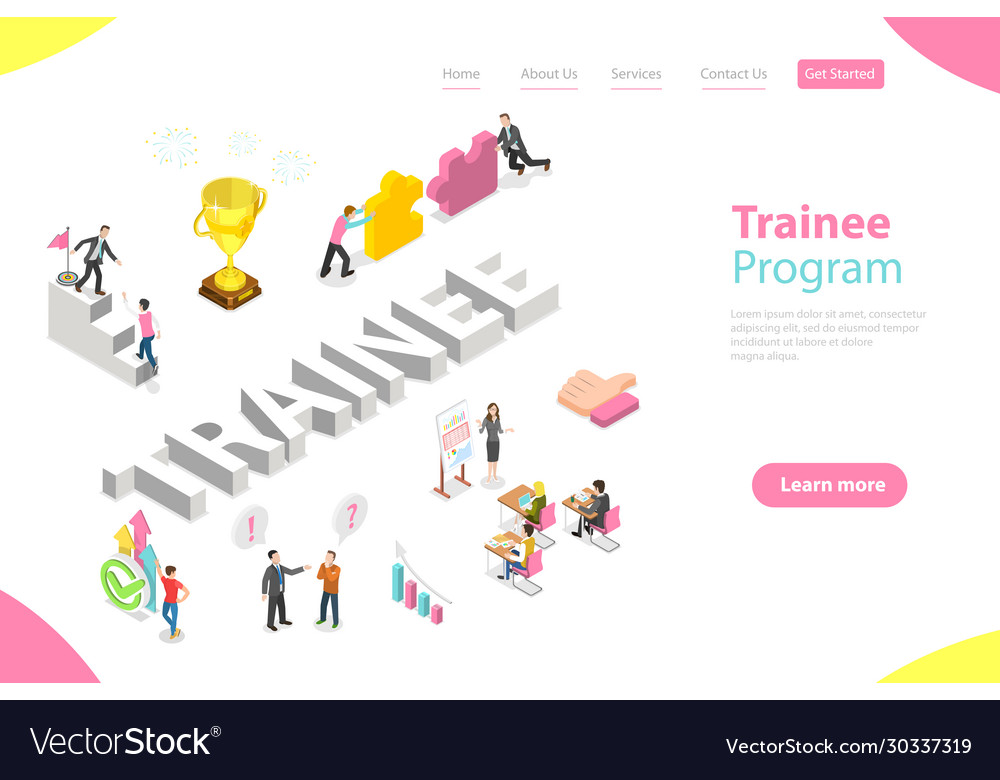 Isometric flat landing page template of Royalty Free Vector