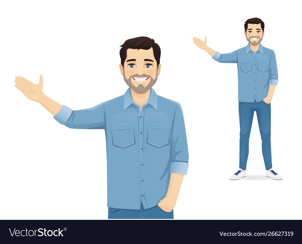 Man presenting Royalty Free Vector Image - VectorStock