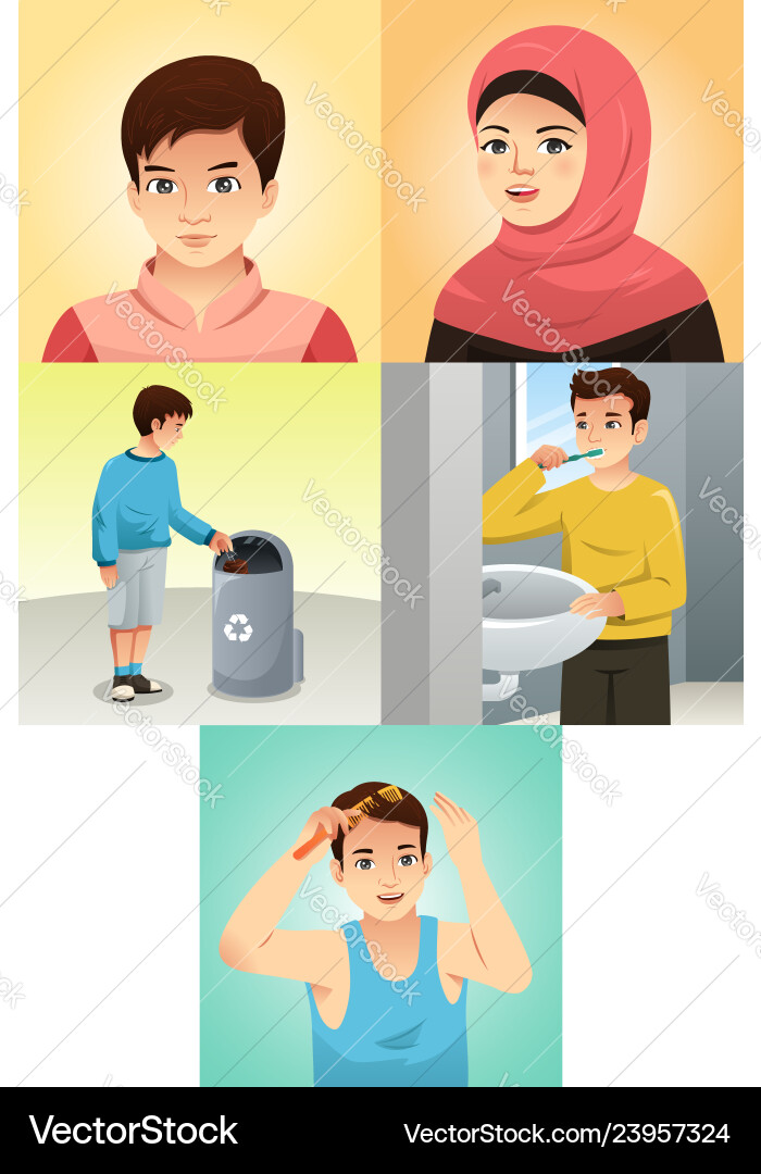 Muslim kids doing activities Royalty Free Vector Image