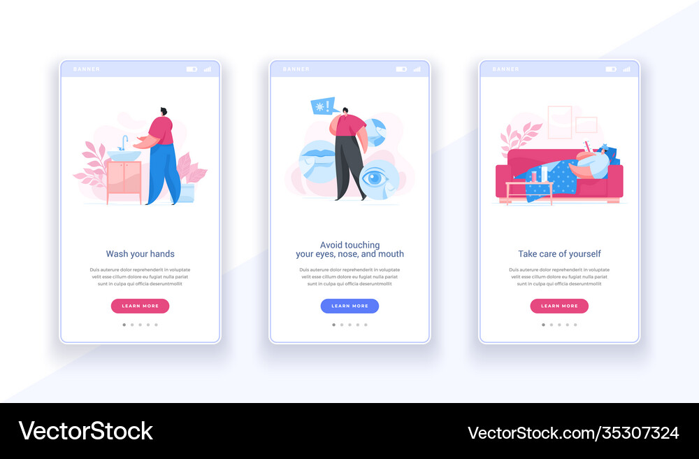 Treatment and hygiene online screen banner web Vector Image