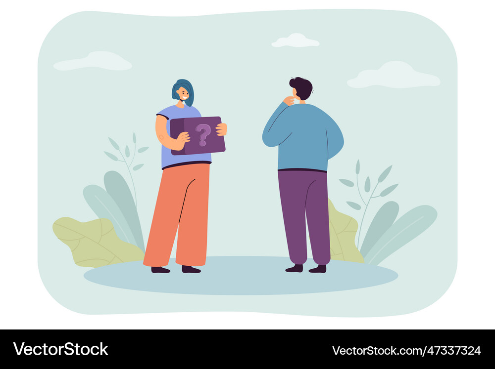 Woman asking question to man Royalty Free Vector Image