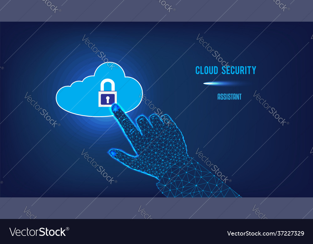 Cloud computing data security concept clicking Vector Image