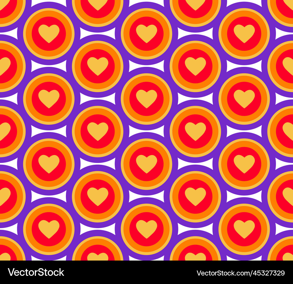Groovy hearts seamless pattern psychedelic Vector Image