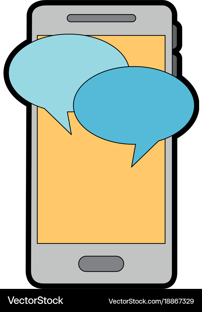Smartphone device with speech bubbles Royalty Free Vector