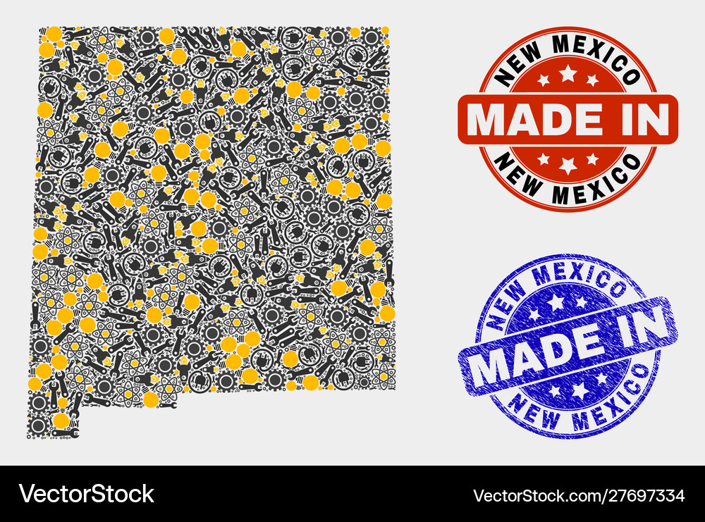 Mosaic new mexico state map workshop items Vector Image