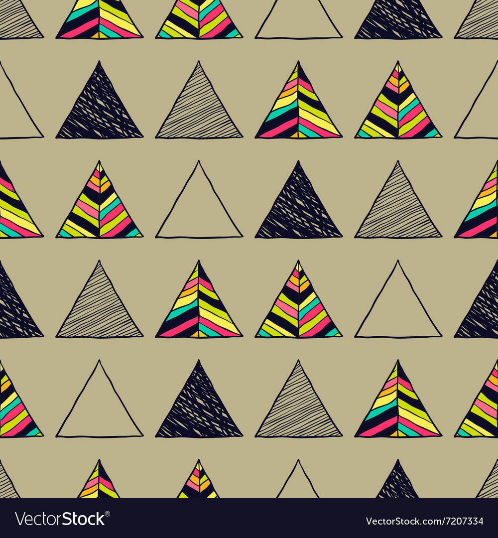 Seamless hand-drawn triangles pattern Royalty Free Vector