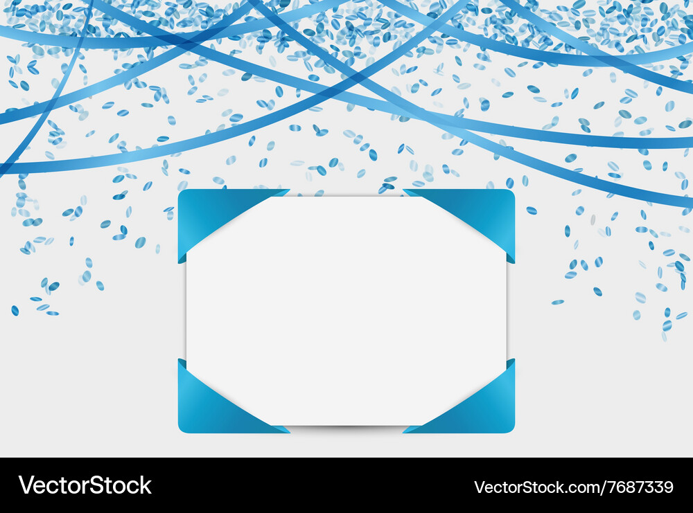 Blank card with confetti and ribbons Royalty Free Vector