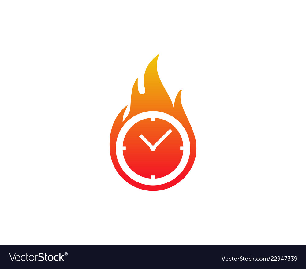 Fire & Time Logo Icon Royalty Free Vector Image