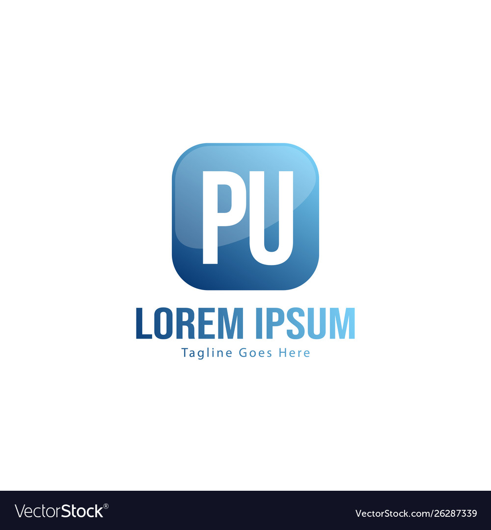 Initial pu logo template with modern frame Vector Image