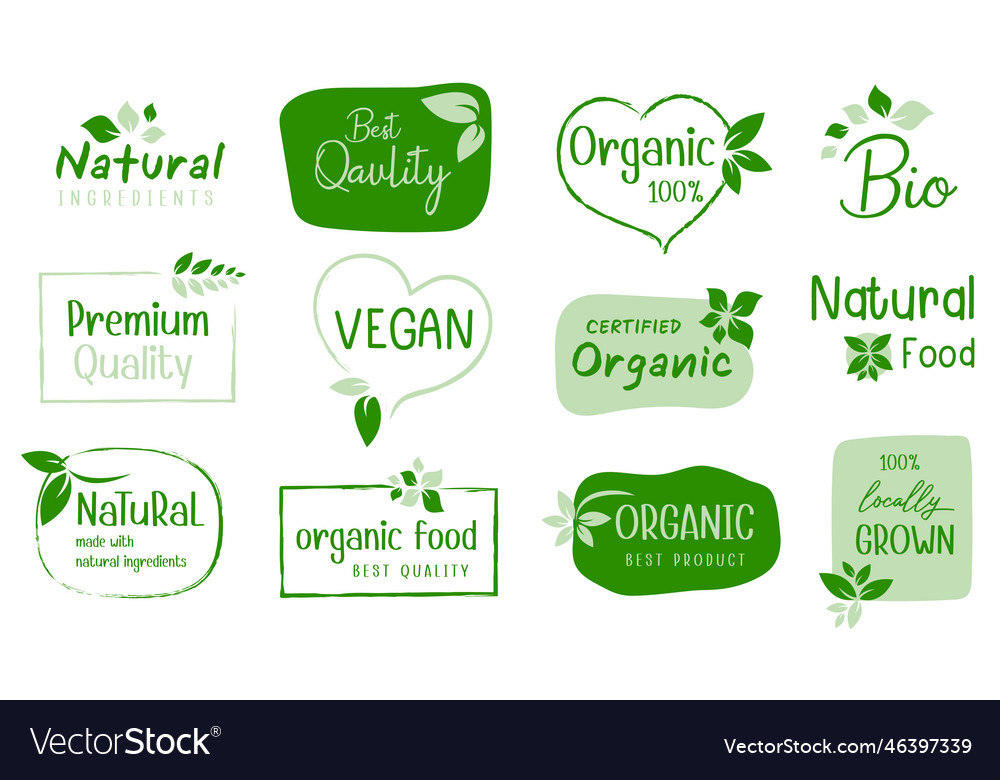 Organic food farm fresh and natural sign Vector Image
