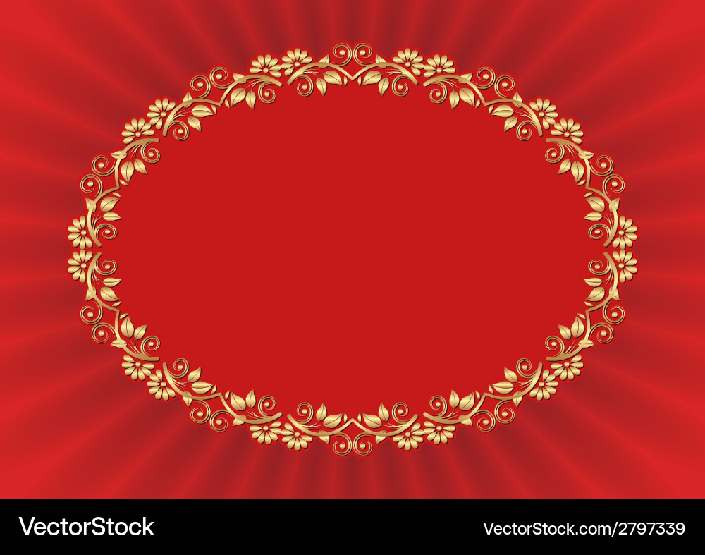 Red background with floral frame Royalty Free Vector Image