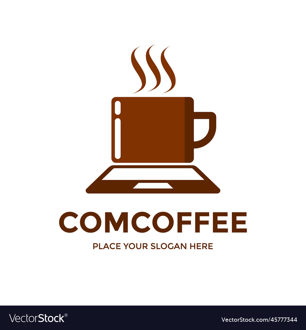 Computer coffee logo template Royalty Free Vector Image