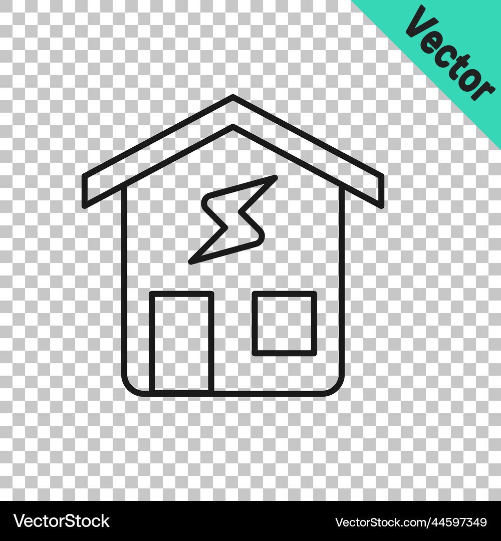 Black line smart home icon isolated on transparent