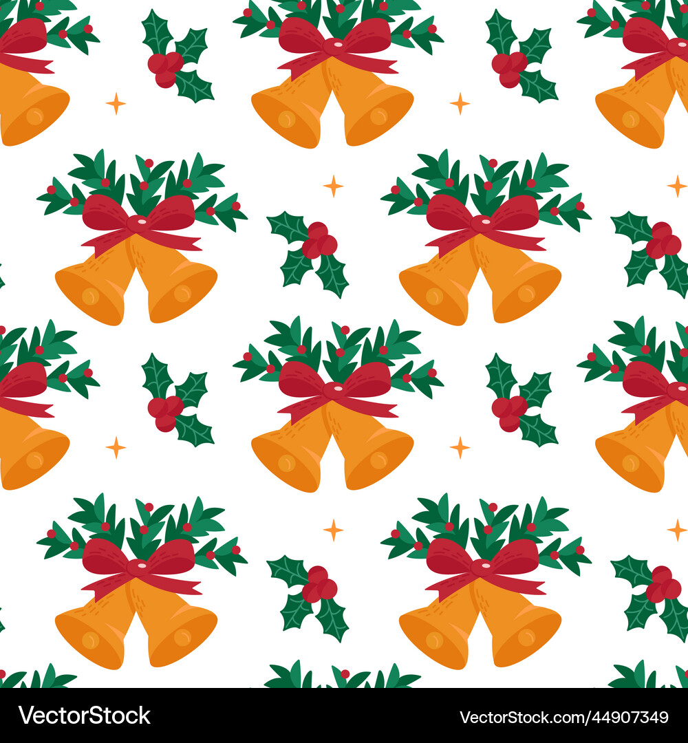 Christmas bells seamless pattern Royalty Free Vector Image