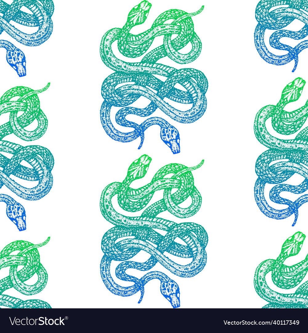 Dotwork snakes seamless pattern Royalty Free Vector Image