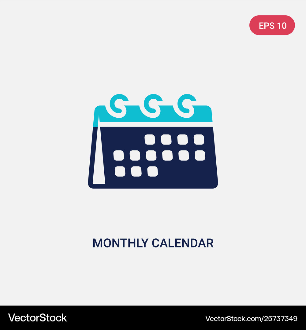 Two color monthly calendar icon from education Vector Image