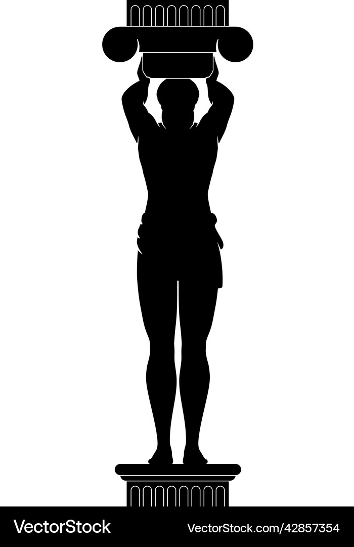 Atlant statue holding a column black silhouette Vector Image