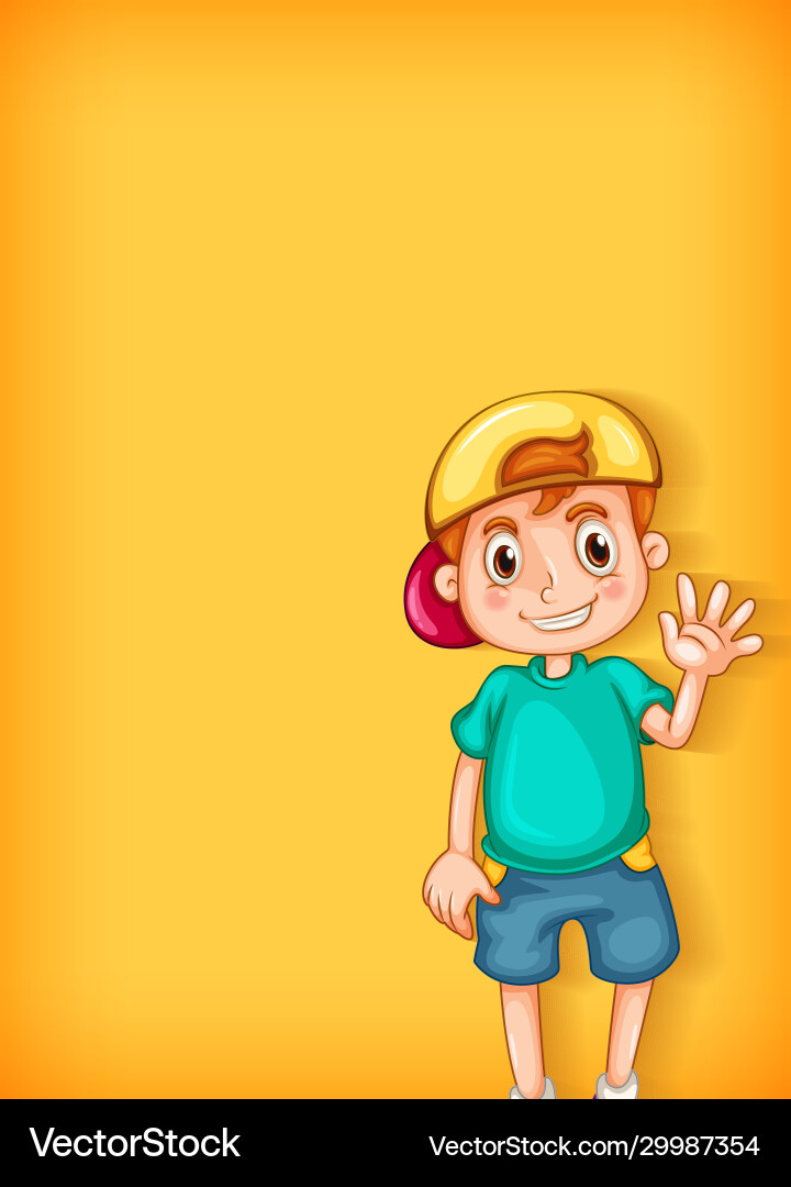 Background template design with happy boy waving Vector Image