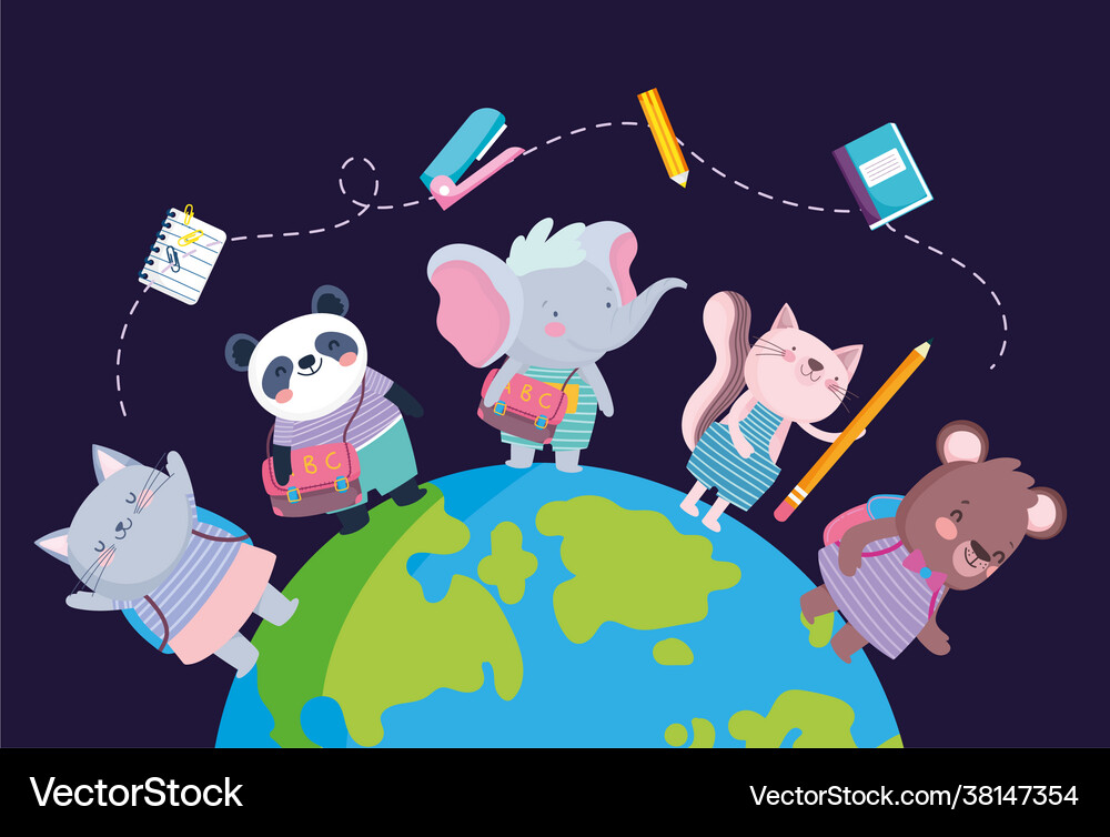 Cute animals world Royalty Free Vector Image - VectorStock