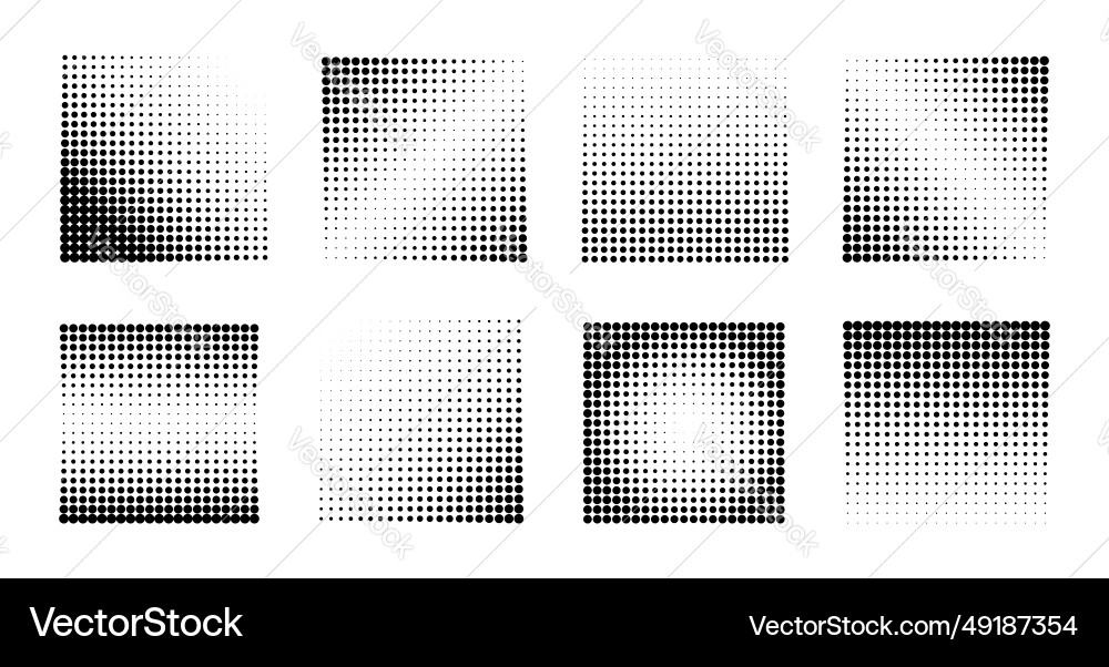 Halftone effect dotted textures set of Royalty Free Vector