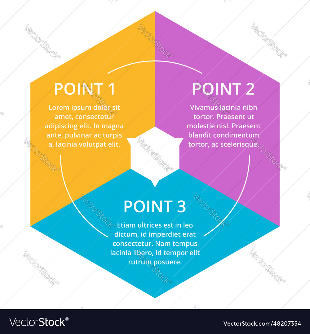Hexagonal infographic template with three steps Vector Image Hexagonal infographic template with three steps Vector Image