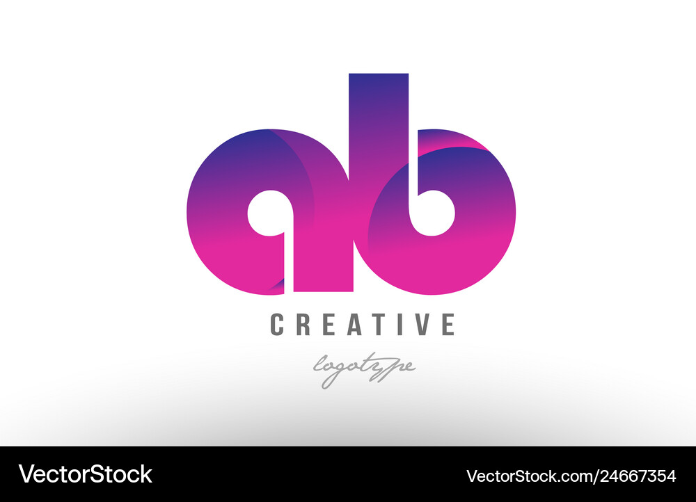 Pink gradient ab a b alphabet letter logo Vector Image