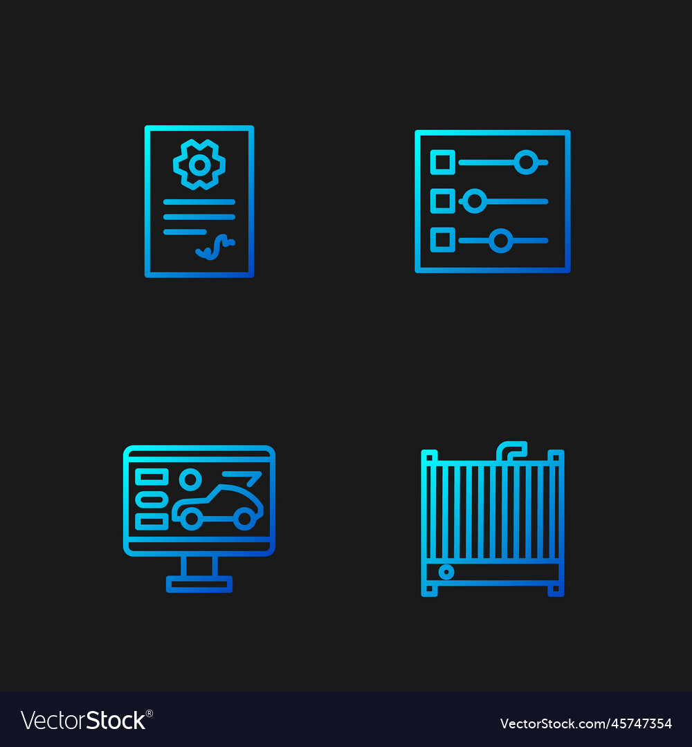 Set line car radiator cooling system diagnostics Vector Image Set line car radiator cooling system diagnostics Vector Image