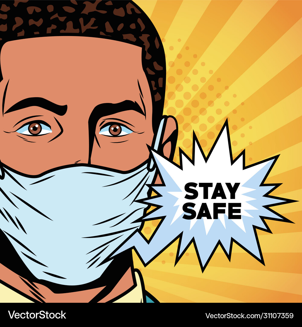 Businessman using face mask for covid19 saying Vector Image