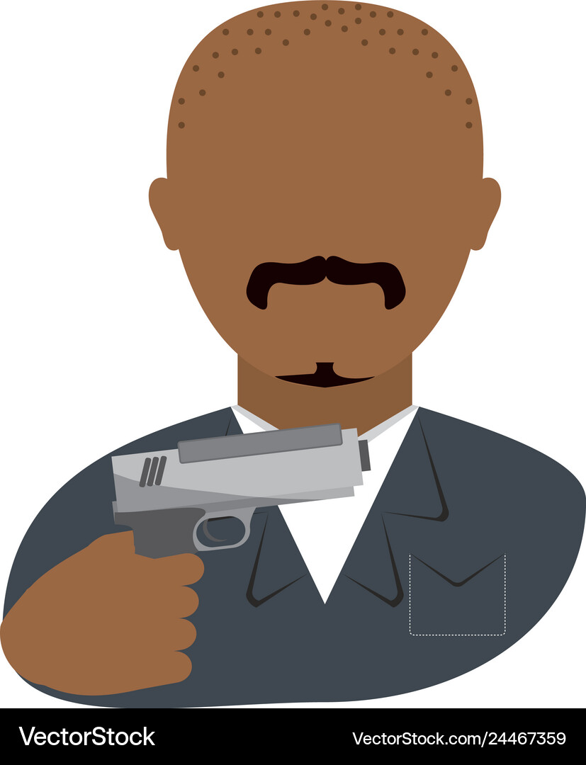 Danger bandit with gun avatar character Royalty Free Vector