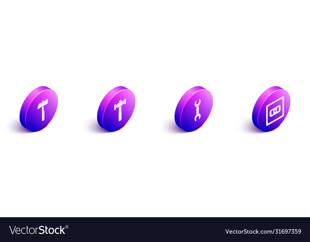 Set isometric hammer hammer wrench spanner Vector Image Set isometric hammer hammer wrench spanner Vector Image