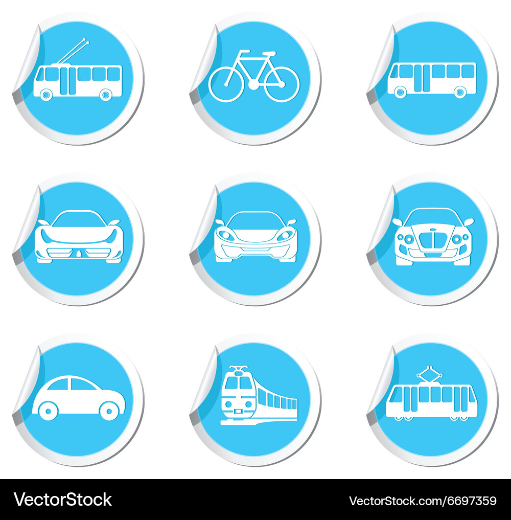Set of 9 transport blue label Royalty Free Vector Image