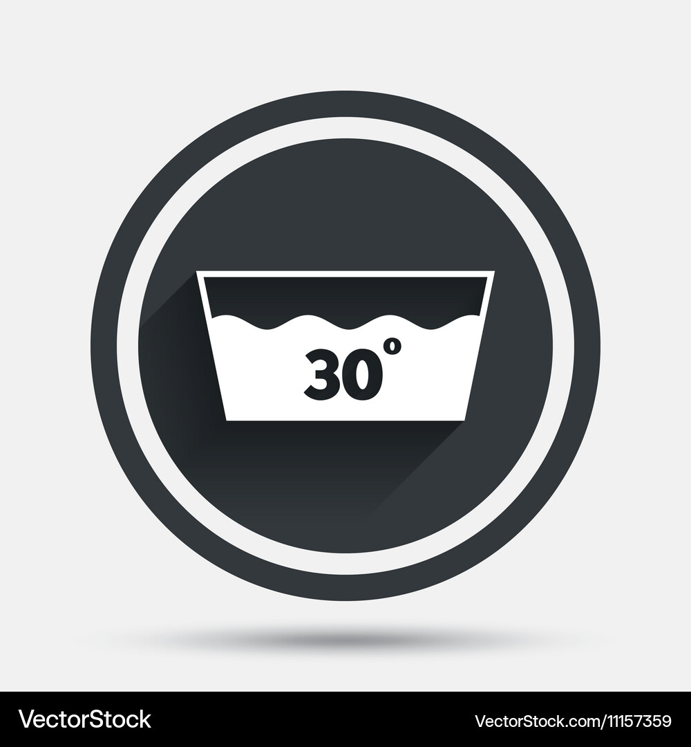 Wash icon machine washable at 30 degrees symbol Vector Image