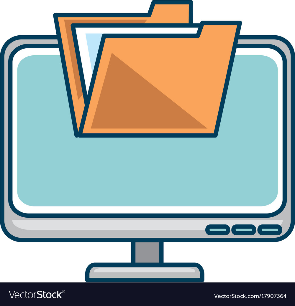 Computer display with folder Royalty Free Vector Image