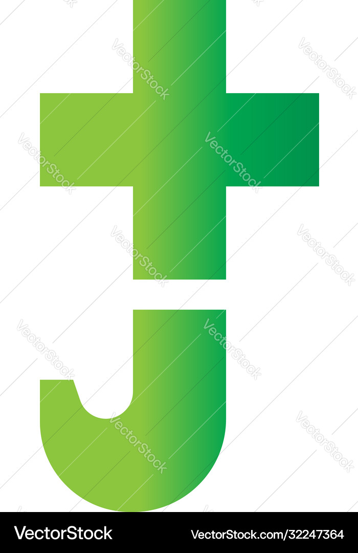 Cross j letter logo medical Royalty Free Vector Image