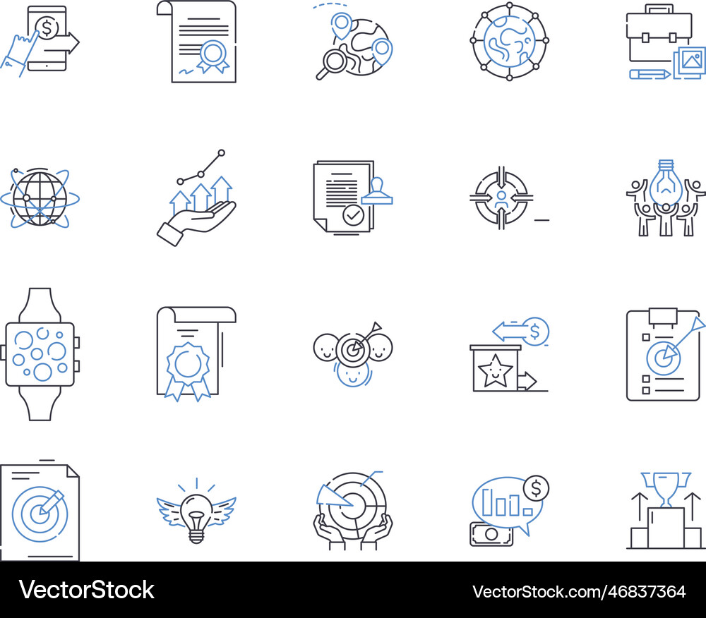 Human strategy line icons collection tactics Vector Image