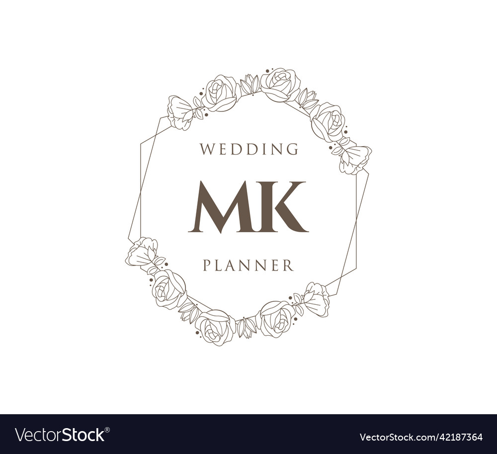 Mk initials letter wedding monogram logos Vector Image